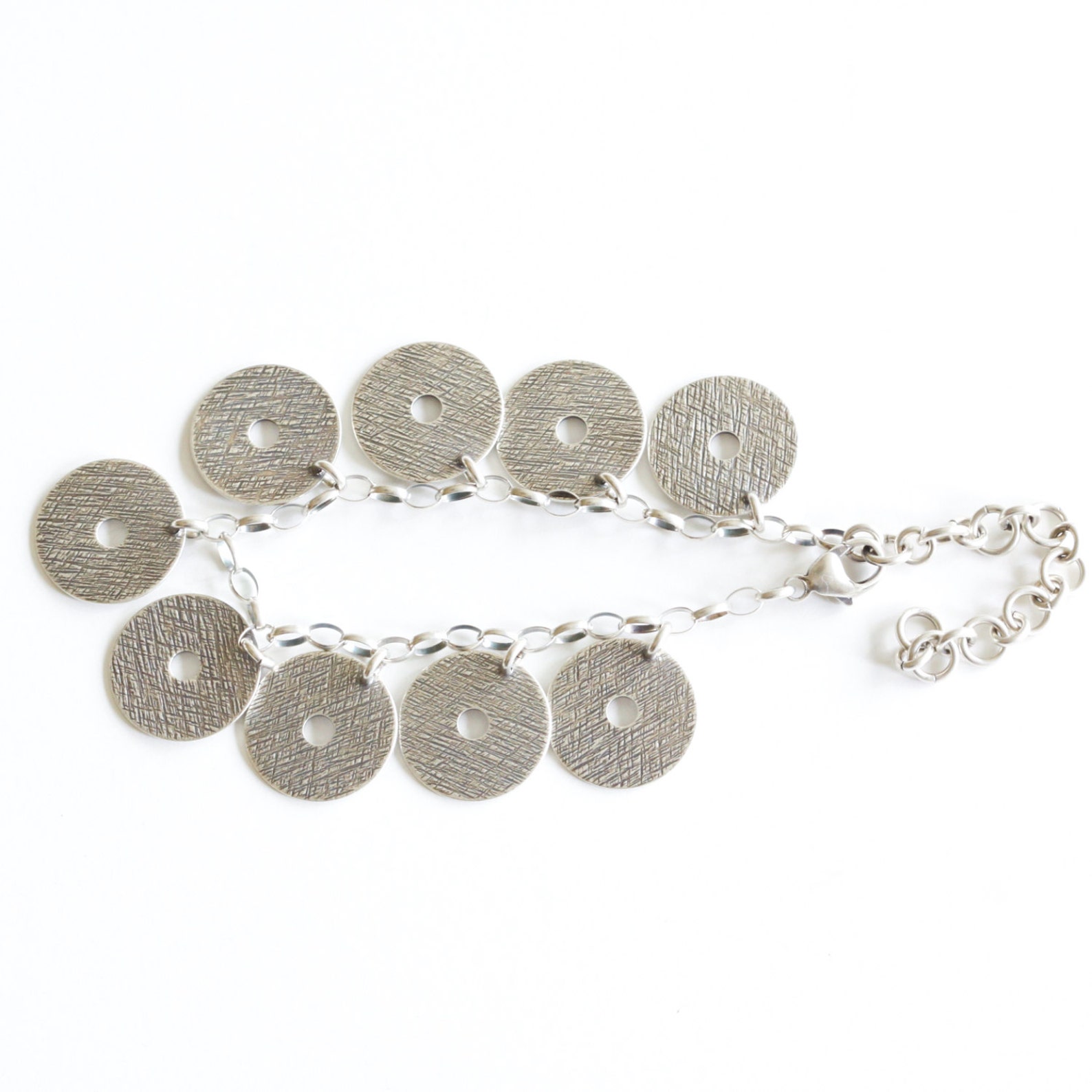 Sterling Silver Bracelet Handmade of 9 Textured Ancient Coin | Etsy