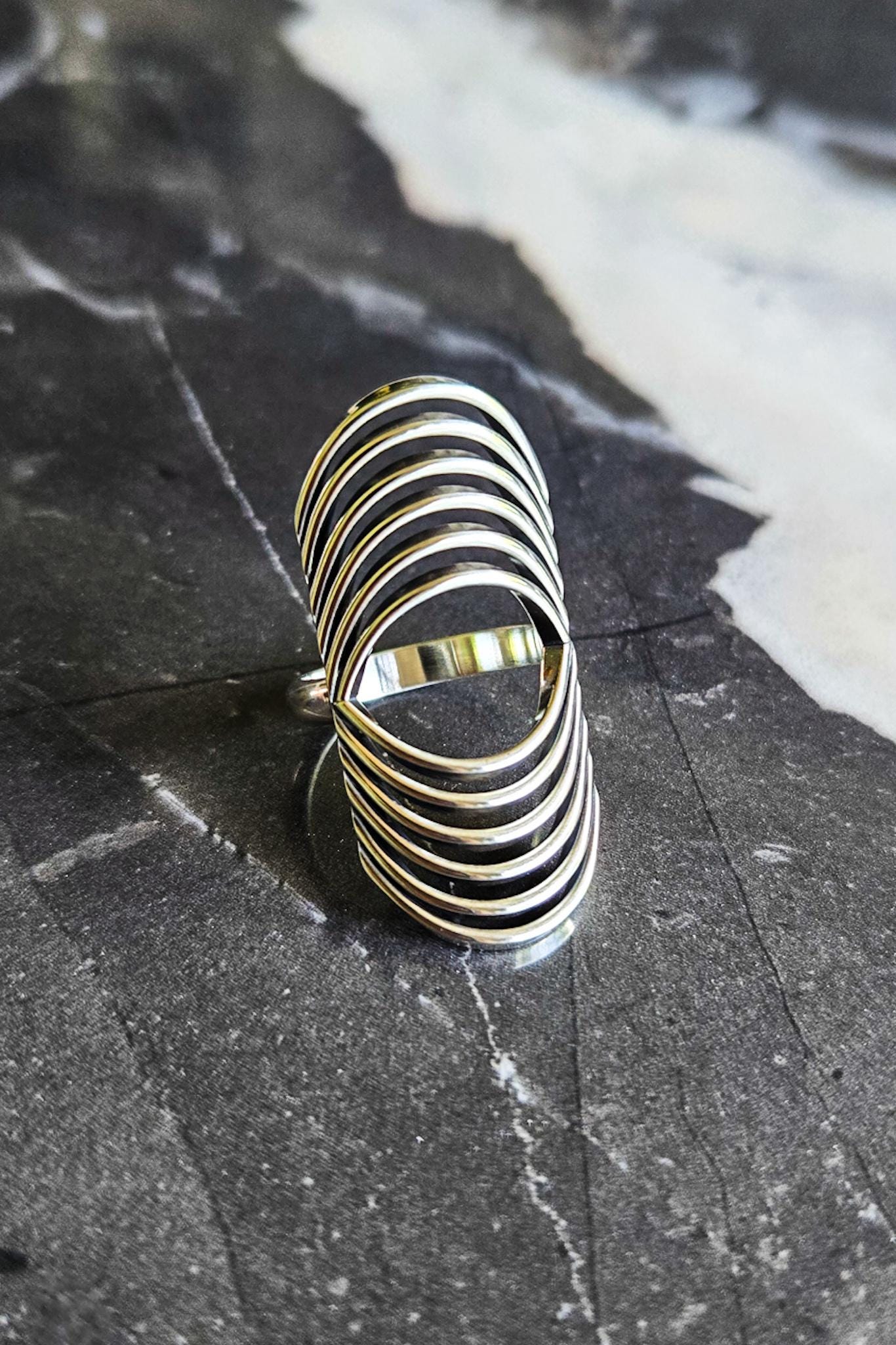 Modernist Sterling Silver Ring, Unique and Visually Prominent Jewelry ...