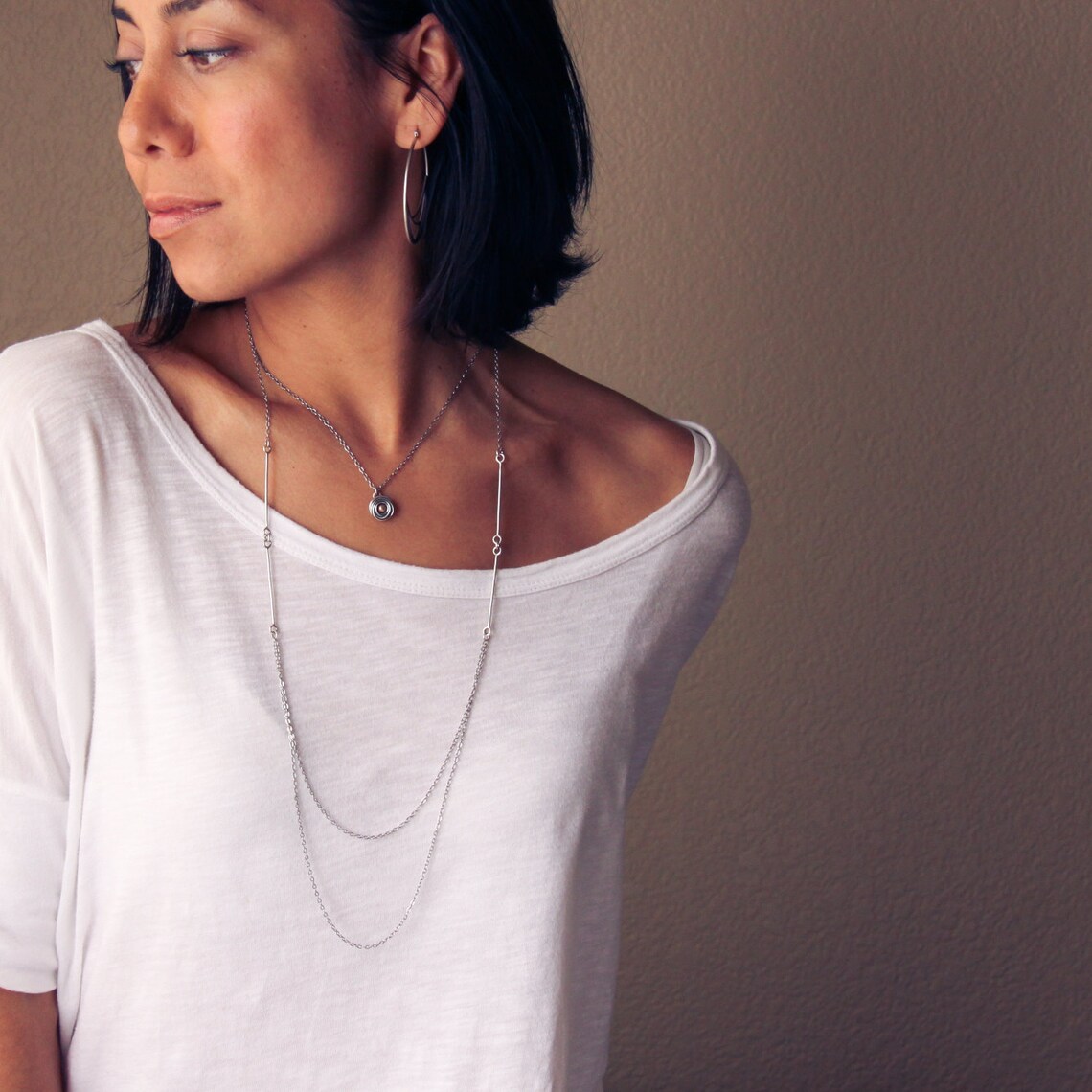 Tiny Silver Necklace Handmade With a Nugget of Solid 14k Yellow Gold in ...