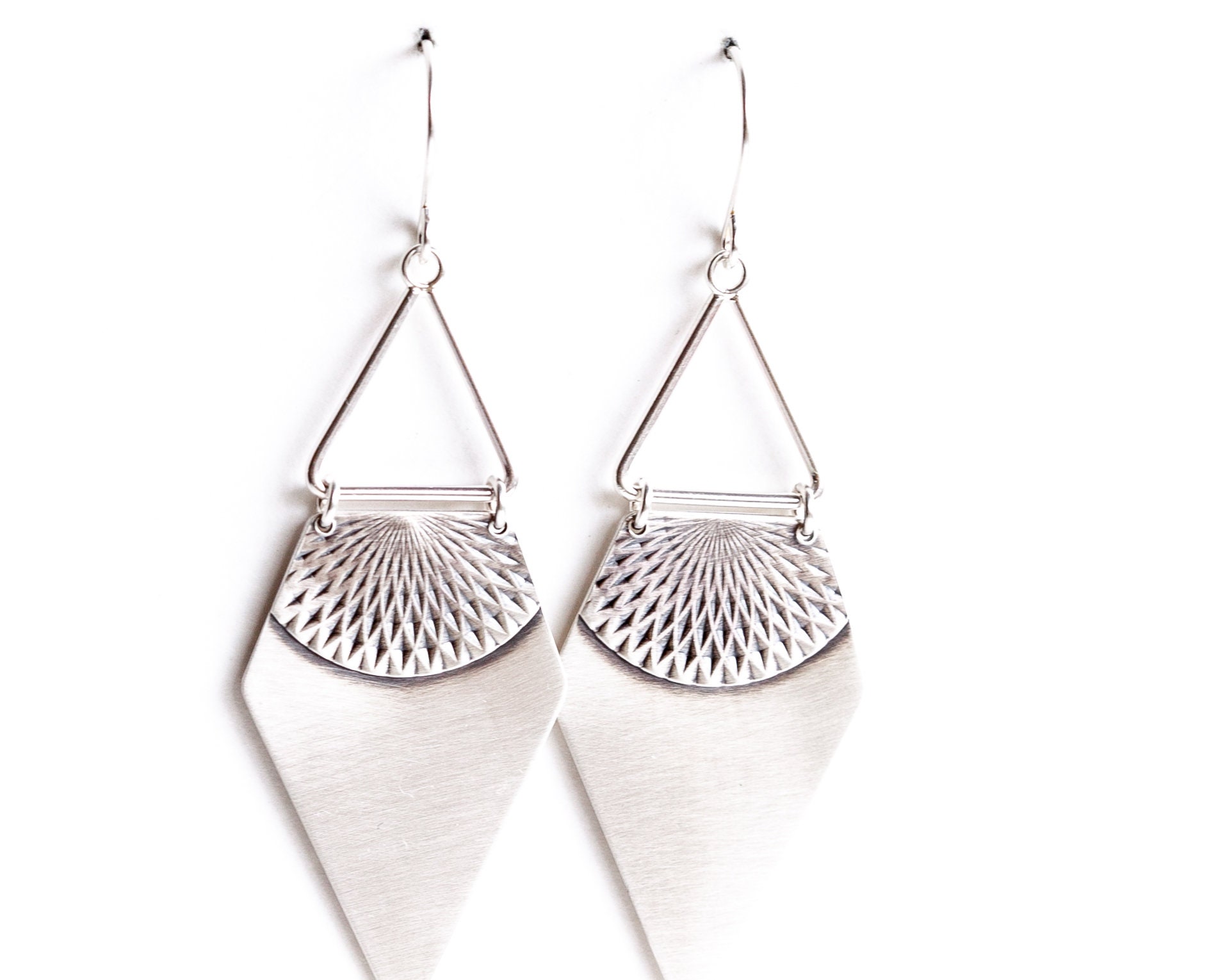 Eye-catching Silver Earrings in a Long Arrowhead Shape Handmade by ...