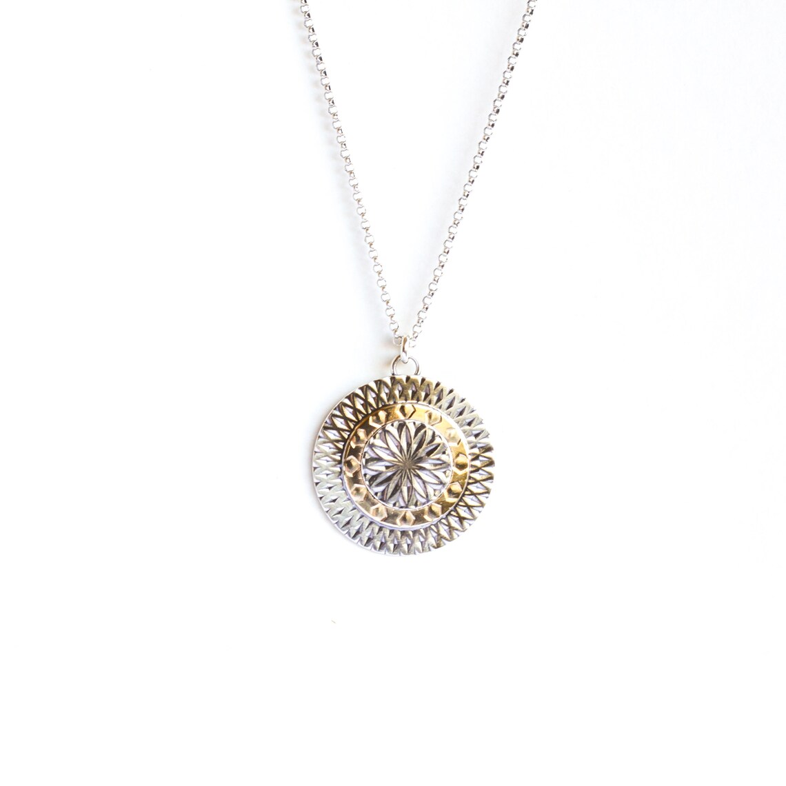 Unique Round Silver Necklace Handmade With Layers of Recycled Sterling ...