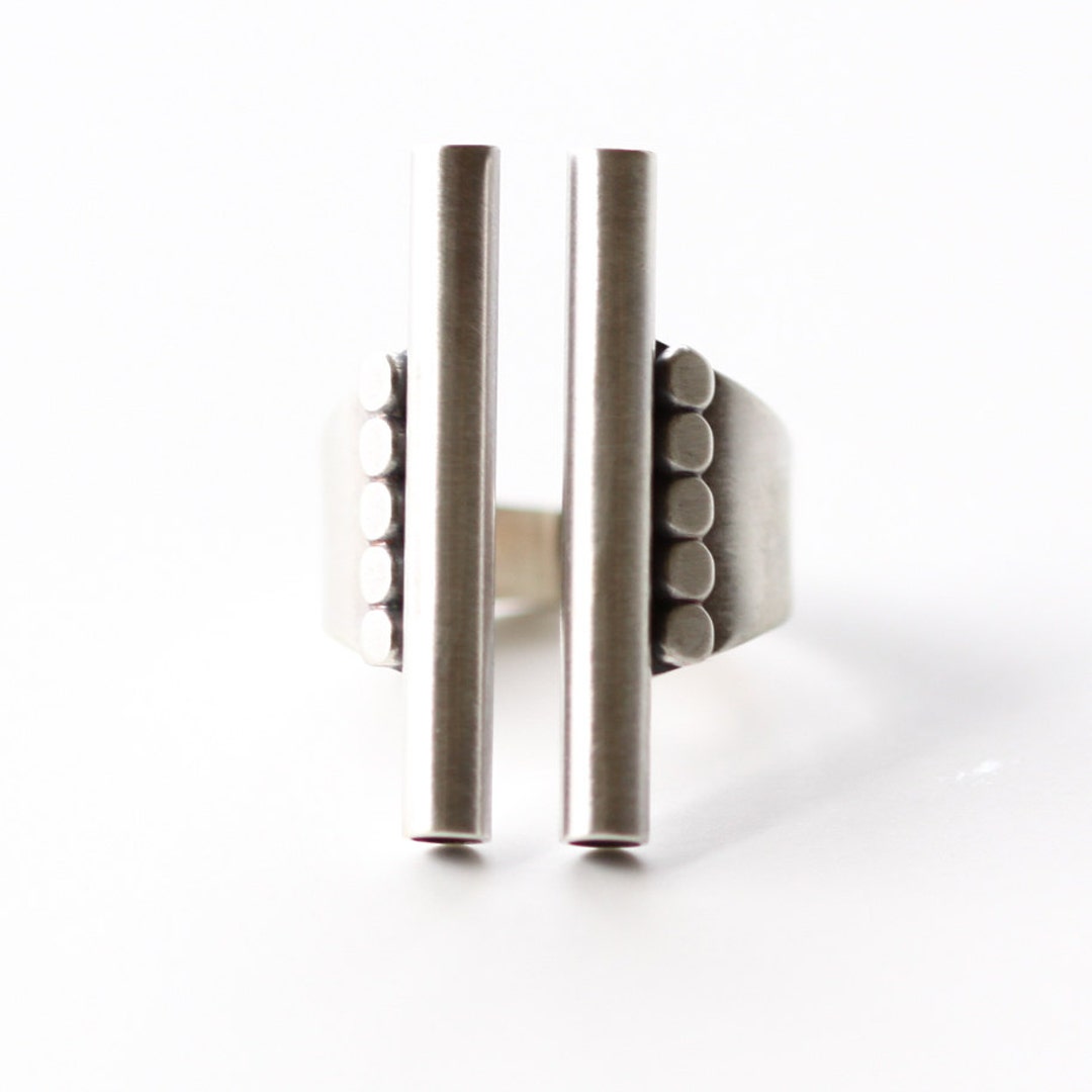 Architectural Inspired Sterling Silver Design of a Dramatic Linear ...