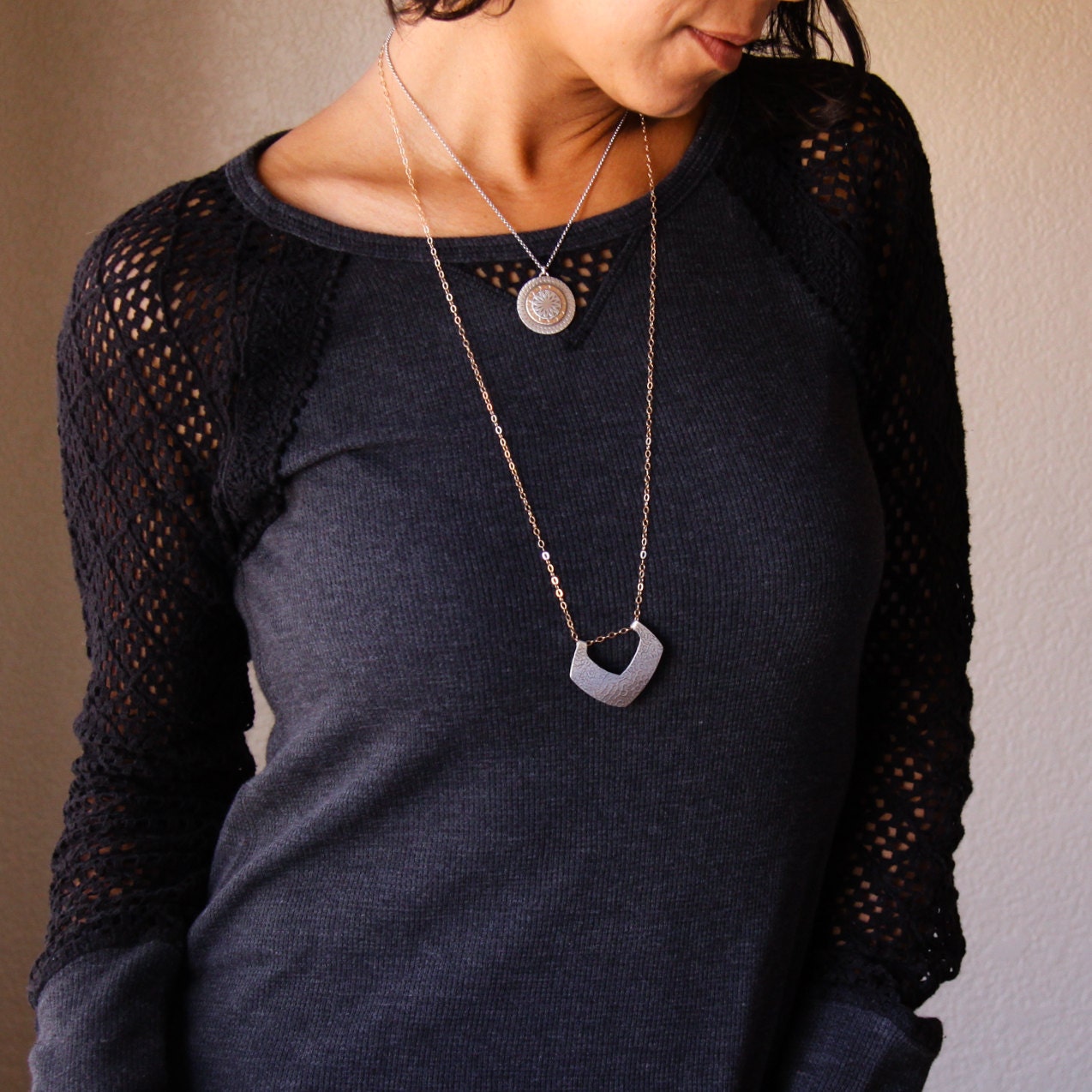 Unique Round Silver Necklace Handmade With Layers of Recycled Sterling ...