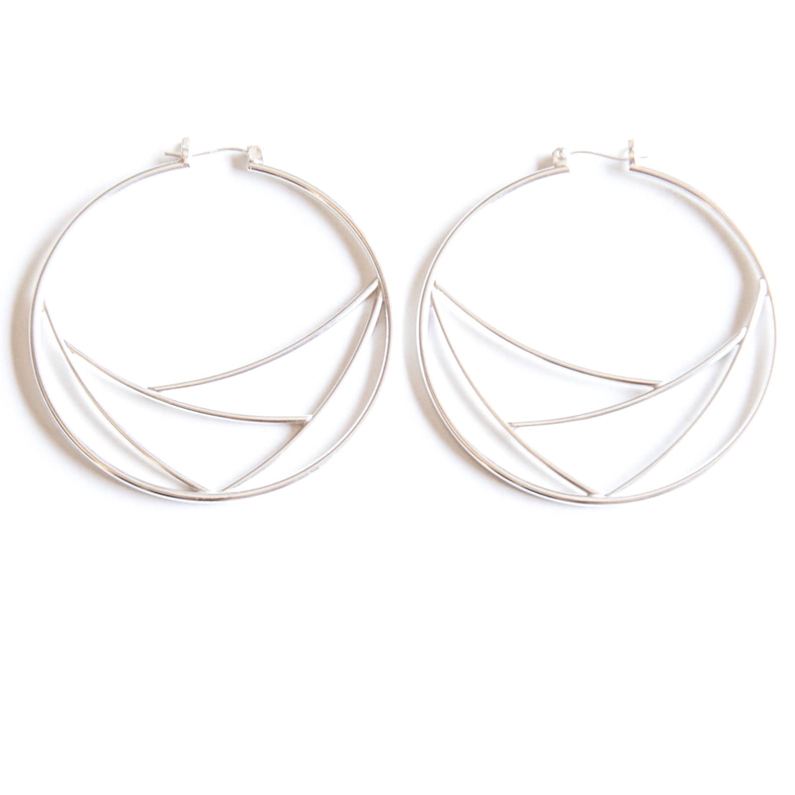 Geometric Hoop Earrings, Modern and Trendy Silver Hoops Featuring a ...