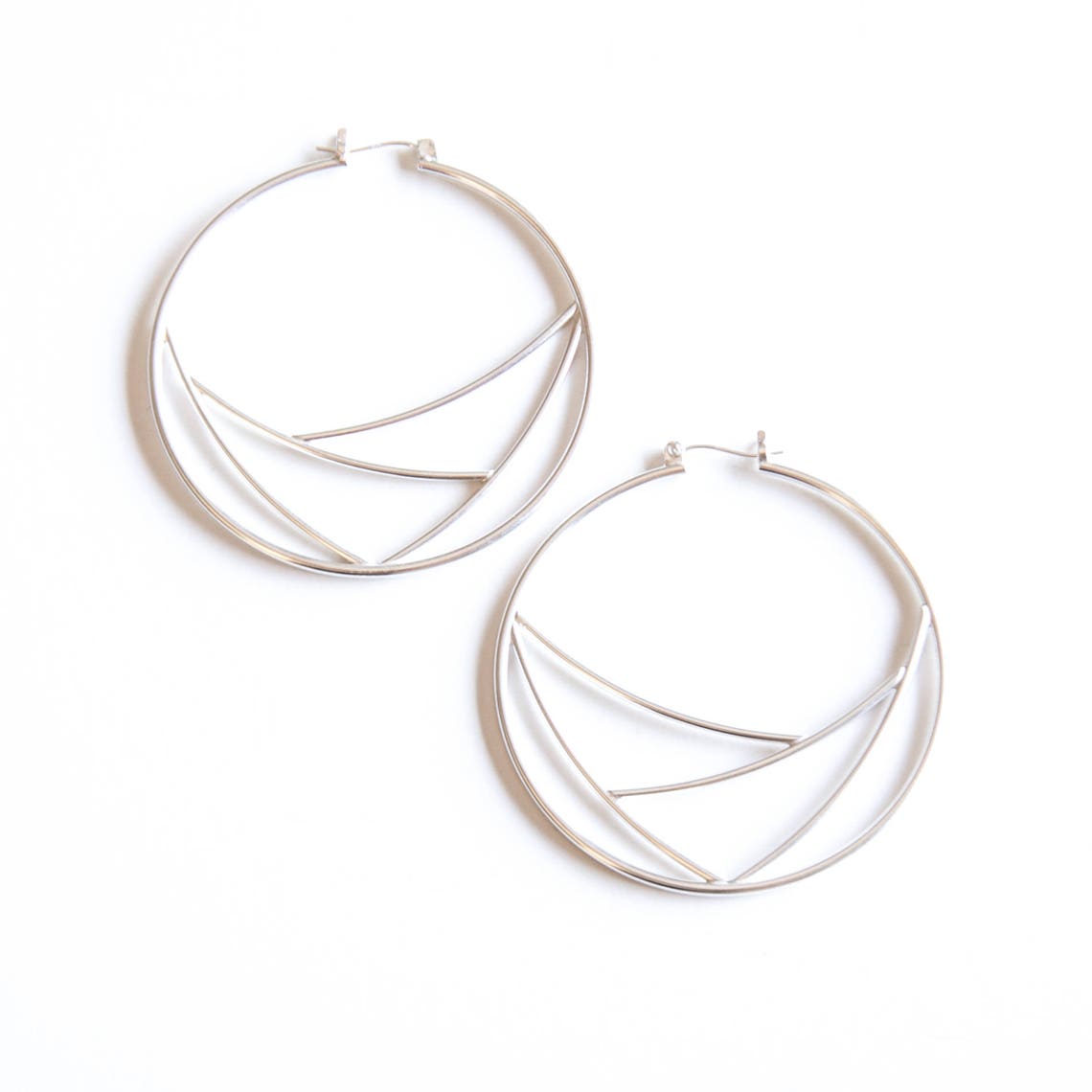 Geometric Hoop Earrings Modern and Trendy Silver Hoops - Etsy
