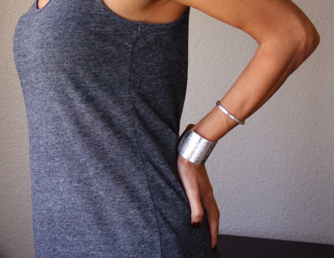 Wide Silver Cuff Hammered and Formed by Hand of Thick 20 Gauge | Etsy