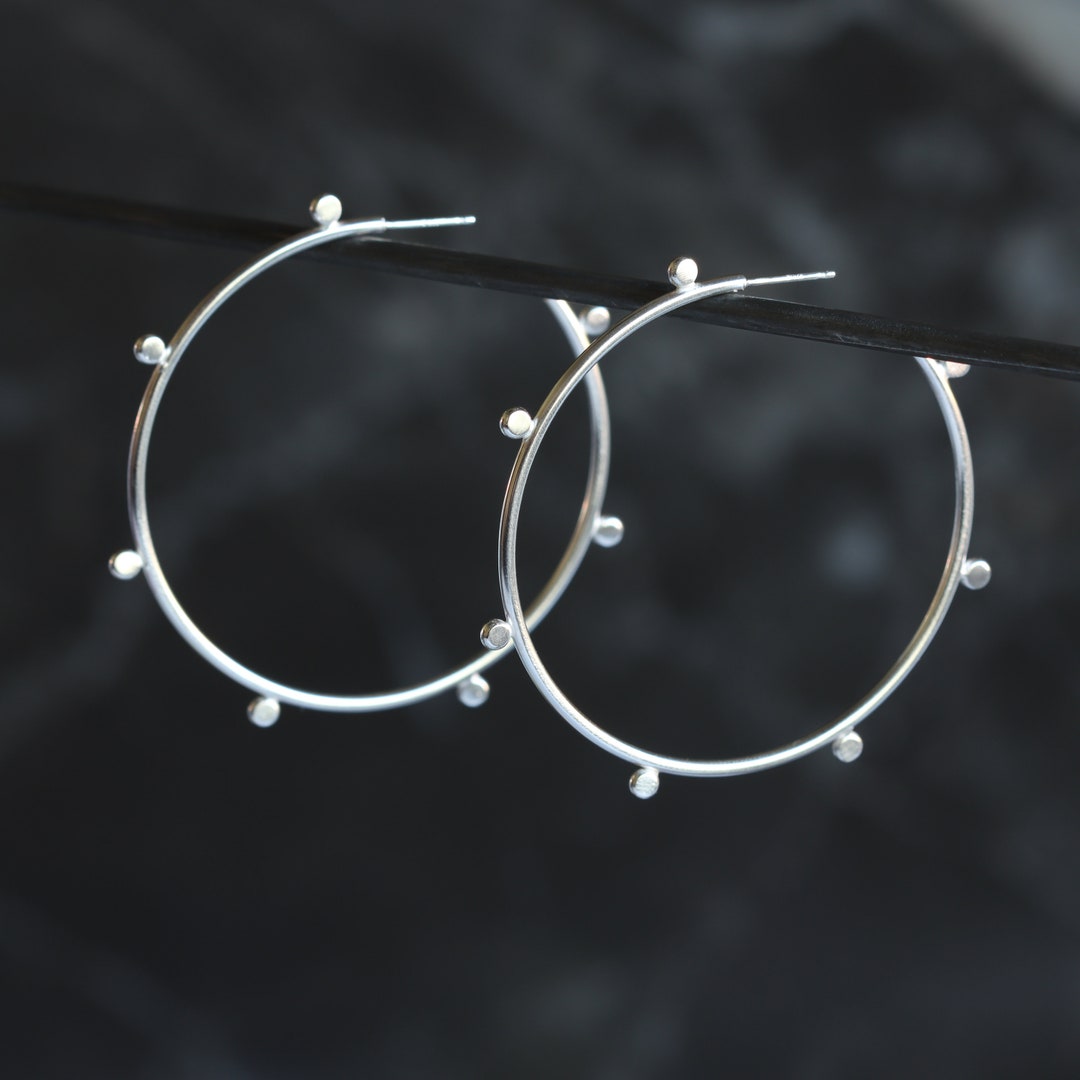 Edgy Sterling Silver Hoop Earrings in a Contemporary Design and Matte ...