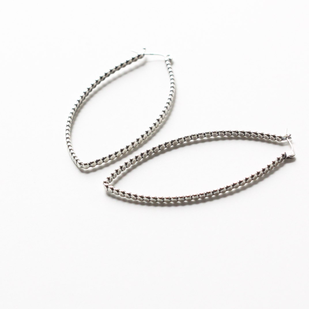 Sturdy Beaded Wire Sterling Silver Hoops With a Twist Modern - Etsy