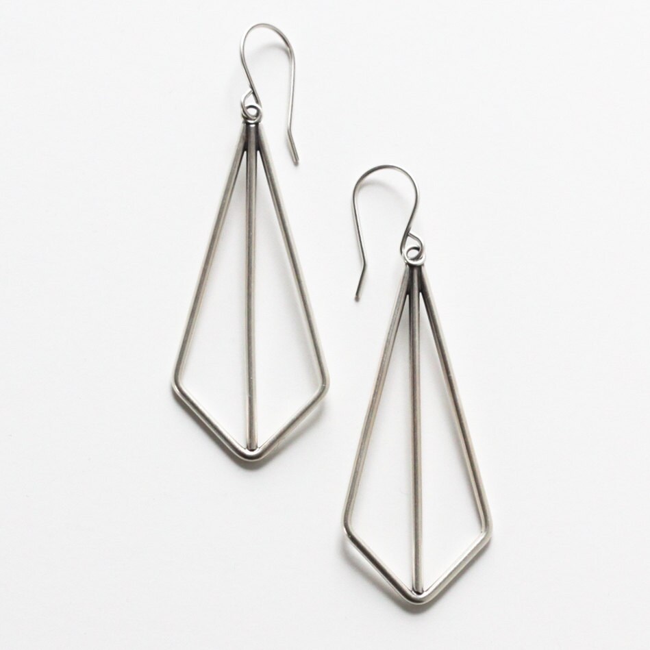 Modern Geometric Earrings of Angles and Lines Handmade of - Etsy