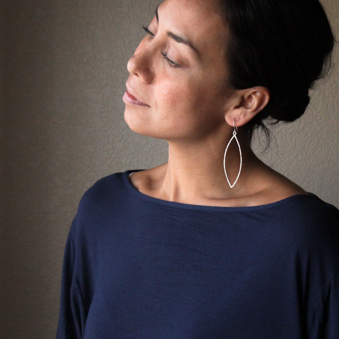 Striking Sterling Chisel Silver Earrings Handcrafted in a Large Leaf ...