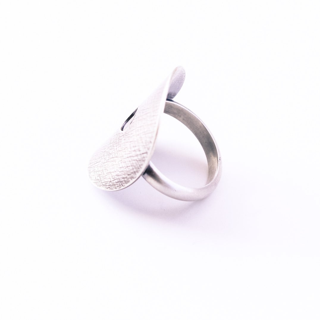 Modern silver ring handmade with a round textured silver | Etsy