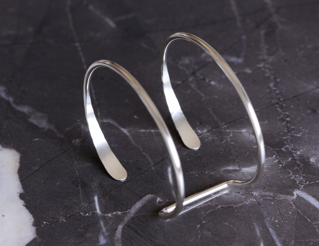 Modern Silver Cuff Bracelet Handmade of Sturdy 10 Gauge Sterling Silver ...