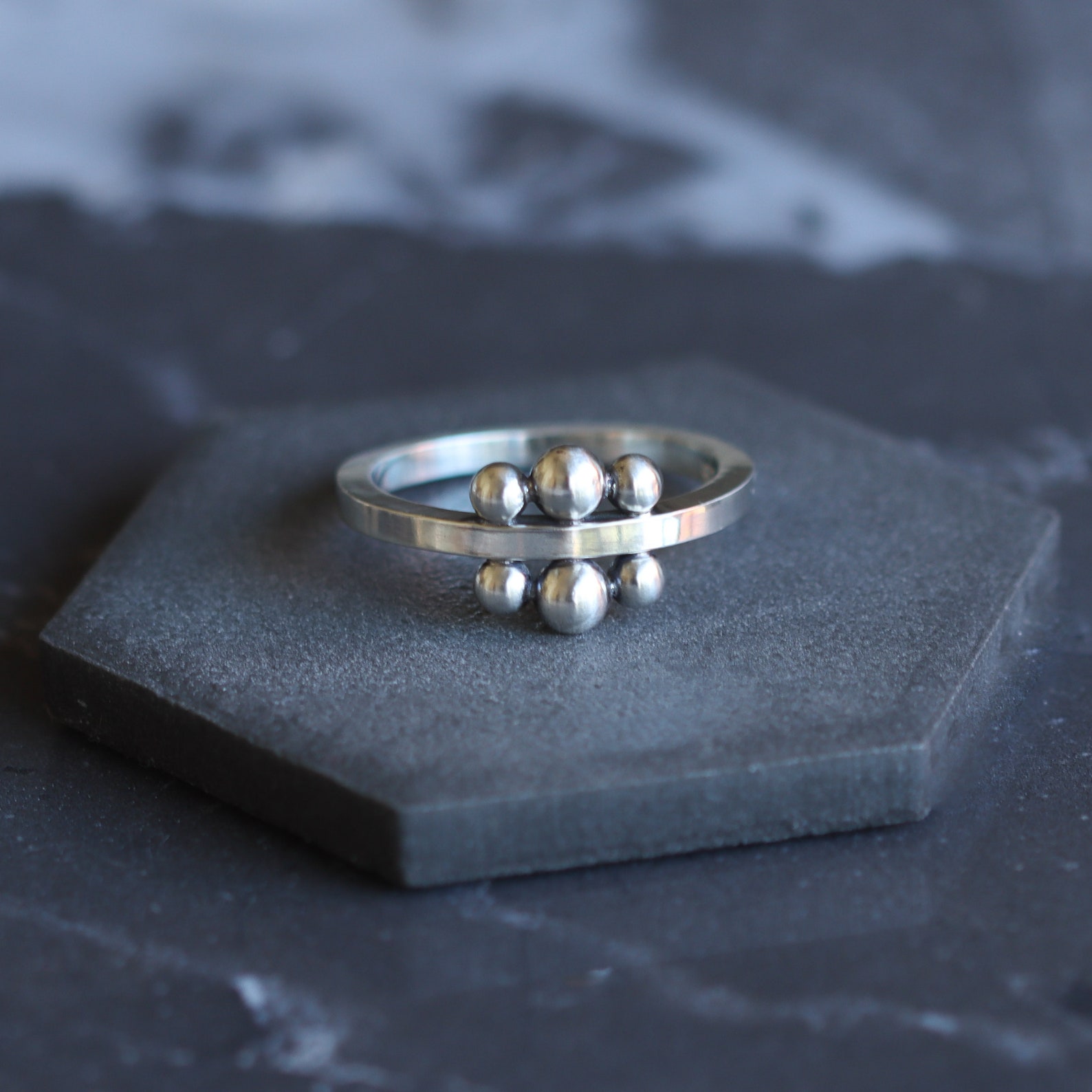 Perfect Everyday Silver Ring, Minimalist Design of Silver Bubbles ...