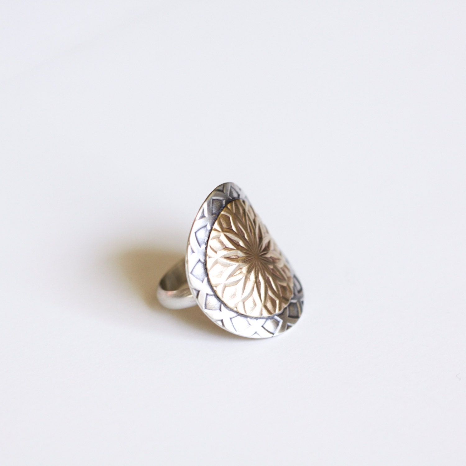 Modern Silver Ring Handmade With Round Brass and Sterling - Etsy