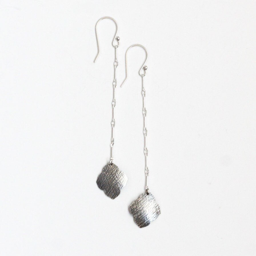 Sleek Silver Earrings Long Dangle Design That is - Etsy