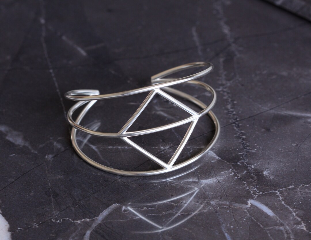 Chic and Distinctive Silver Cuff, Sturdy Construction of Thick Sterling ...