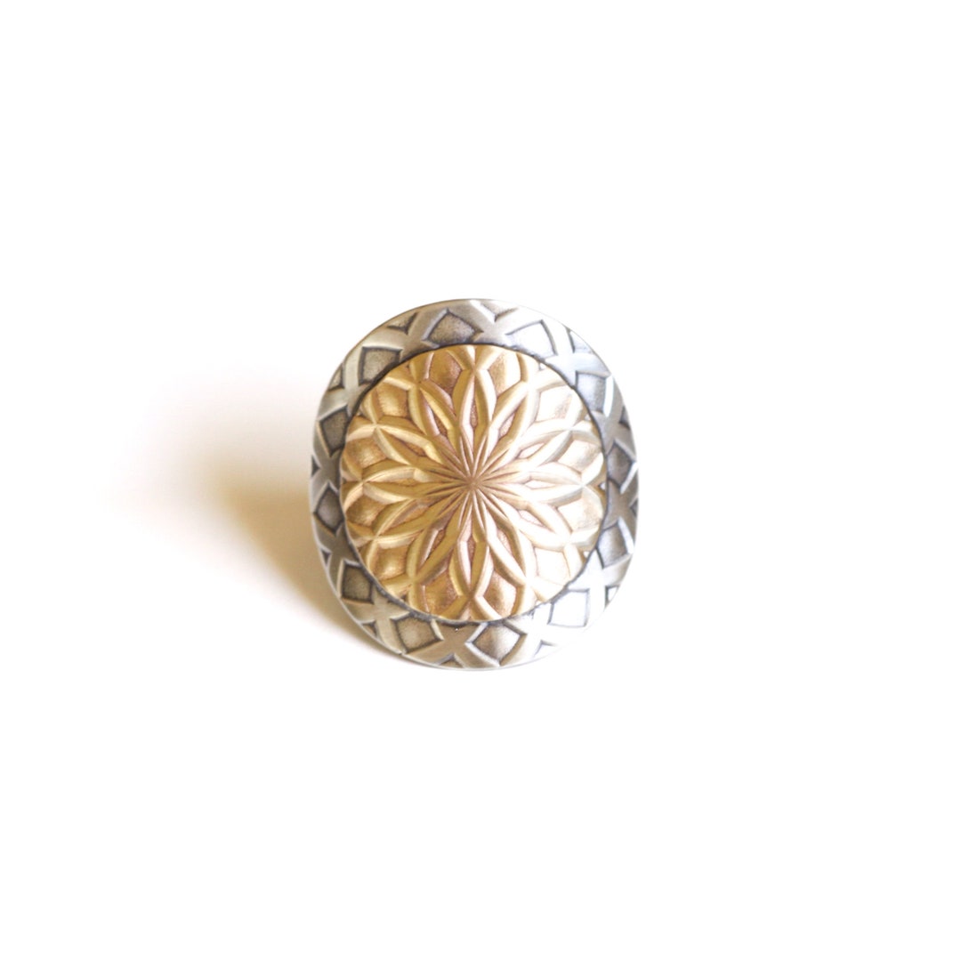 Modern Silver Ring Handmade With Round Brass and Sterling Silver ...