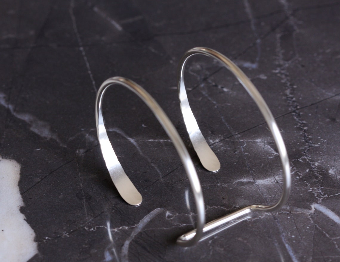 Modern Silver Cuff Bracelet Handmade of Sturdy 10 Gauge Sterling Silver ...