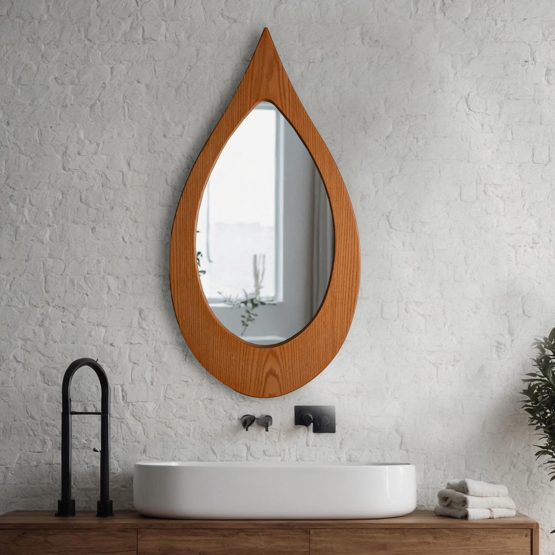 Charming Raindrop Wall Mirror Handmade Oak Frame, Ideal Wedding Present ...