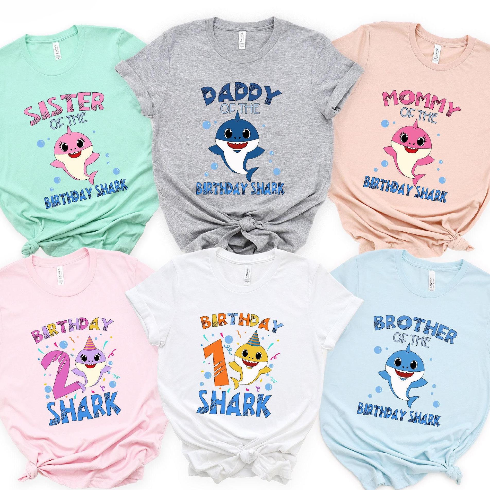 Family Matching Sharks Shirt, Custom Birthday Shark Shirts, Shark Theme ...