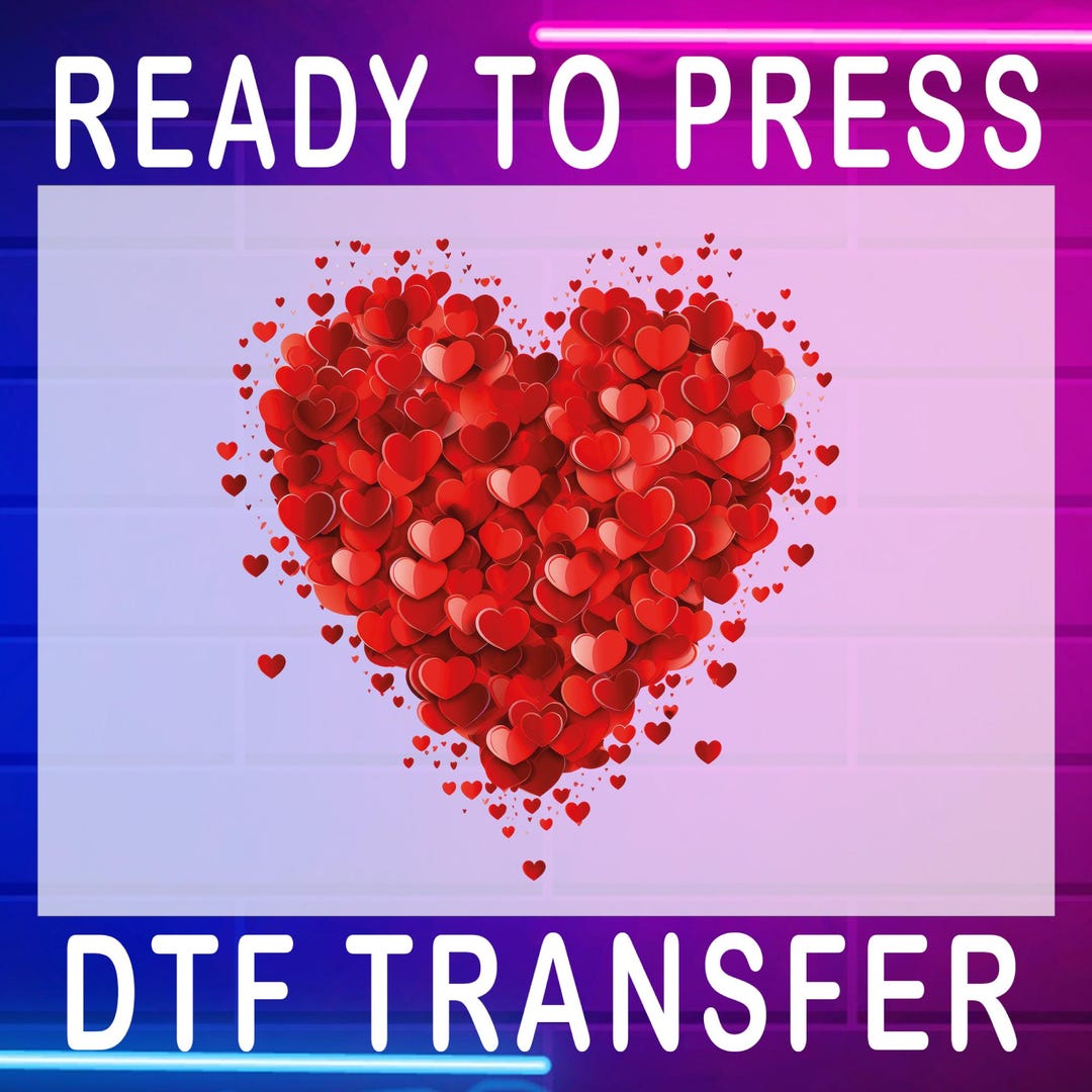 Hearts Valentine Dtf Transfer, Red Heart Ready to Press, Gift for ...