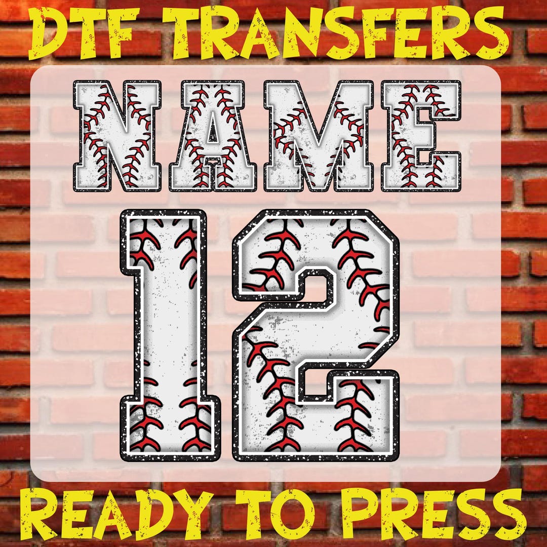 Custom Baseball Name and Number Dtf Transfer, Personalized Baseball ...
