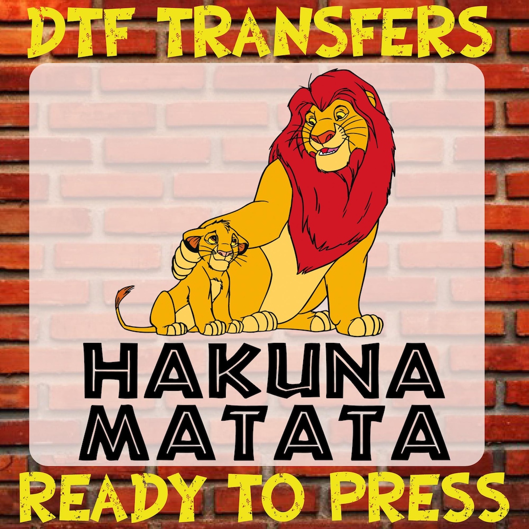 Hakuna Matata Simba and Mufasa Heat Transfers Iron On, Hakuna Matata ...