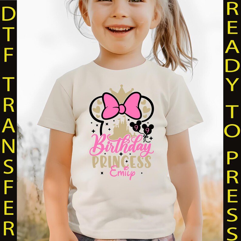 Custom Disney Birthday Princess Dtf, Ready to Press, Birthday Girl Iron ...