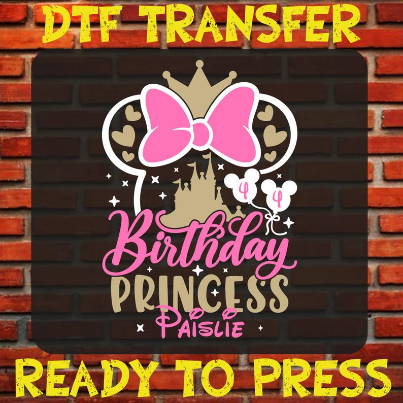 Custom Disney Birthday Princess Dtf, Ready to Press, Birthday Girl Iron ...