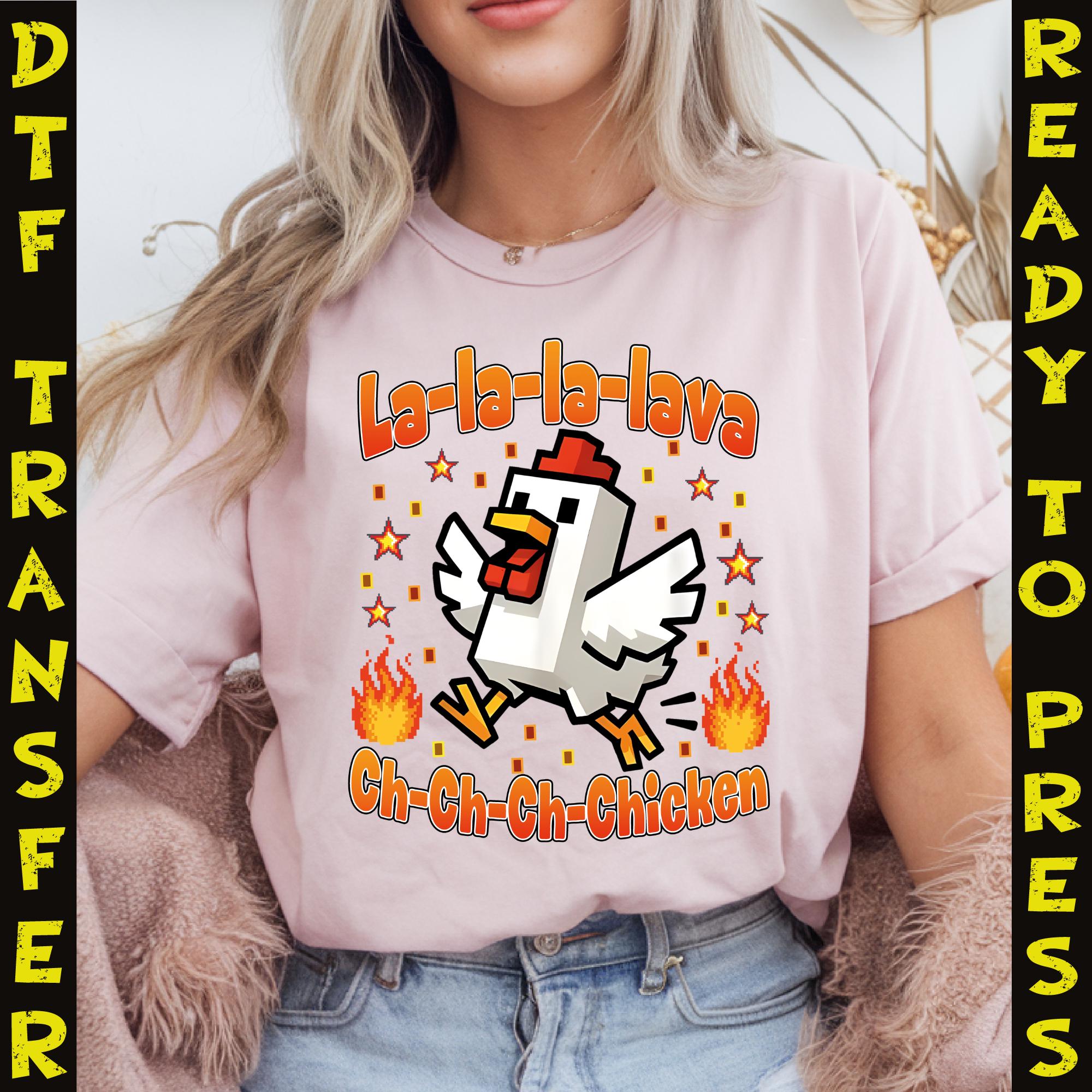 Lava Chicken DTF Transfer, Funny Gamer Iron On, Gaming Controller Ready ...
