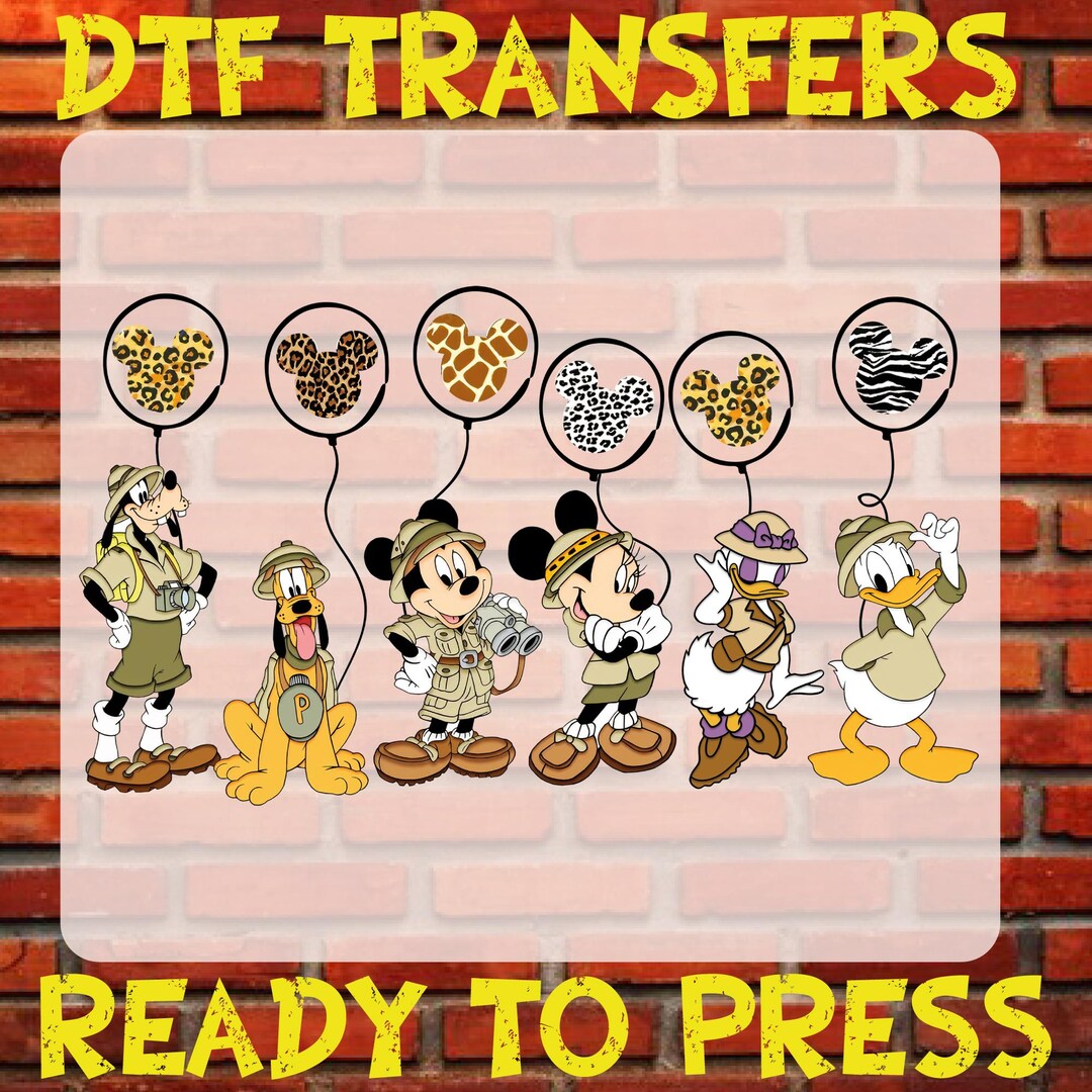 Disney Animal Kingdom DTF Transfer, Safari Mickey and Friends, Ready to ...