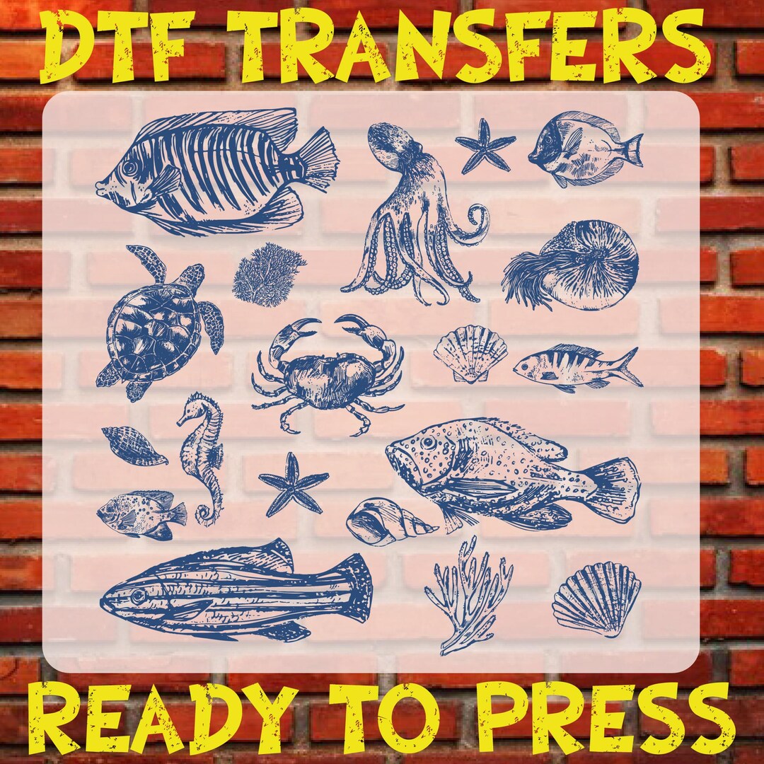 Vintage 90s Sea Animal DTF Transfer, Ocean Seaworld Iron On, Ready to ...