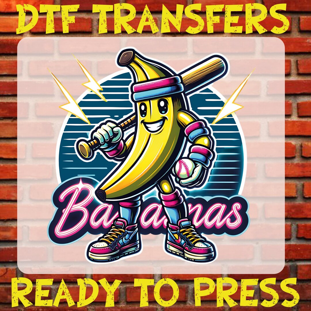 Baseball Bananas DTF Transfer: Funny Kids Iron on Decal - Etsy