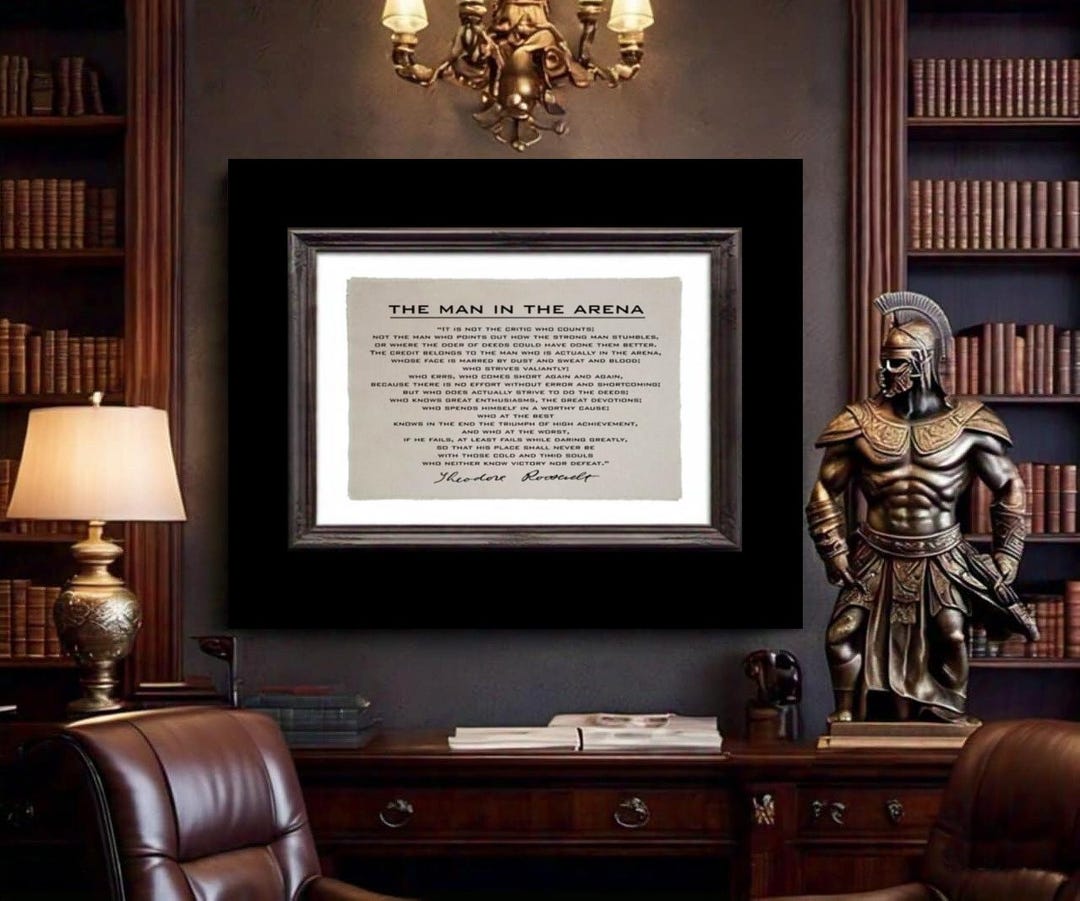 The Man in the Arena, Theodore Roosevelt Quote, Canvas Art Poster Print ...