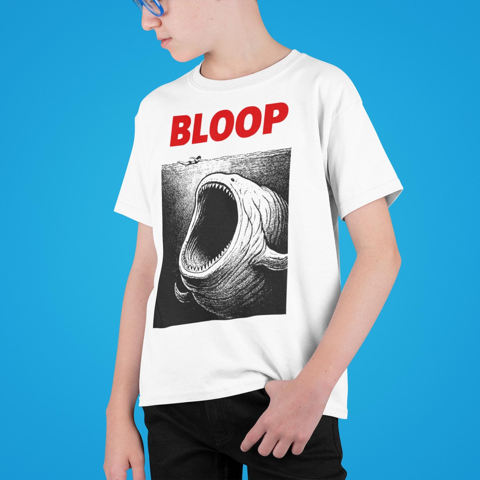 Bloop SCP T-shirt for Kids, Jaws 80s Movie Parody Shirt, Horror Sci Fi ...