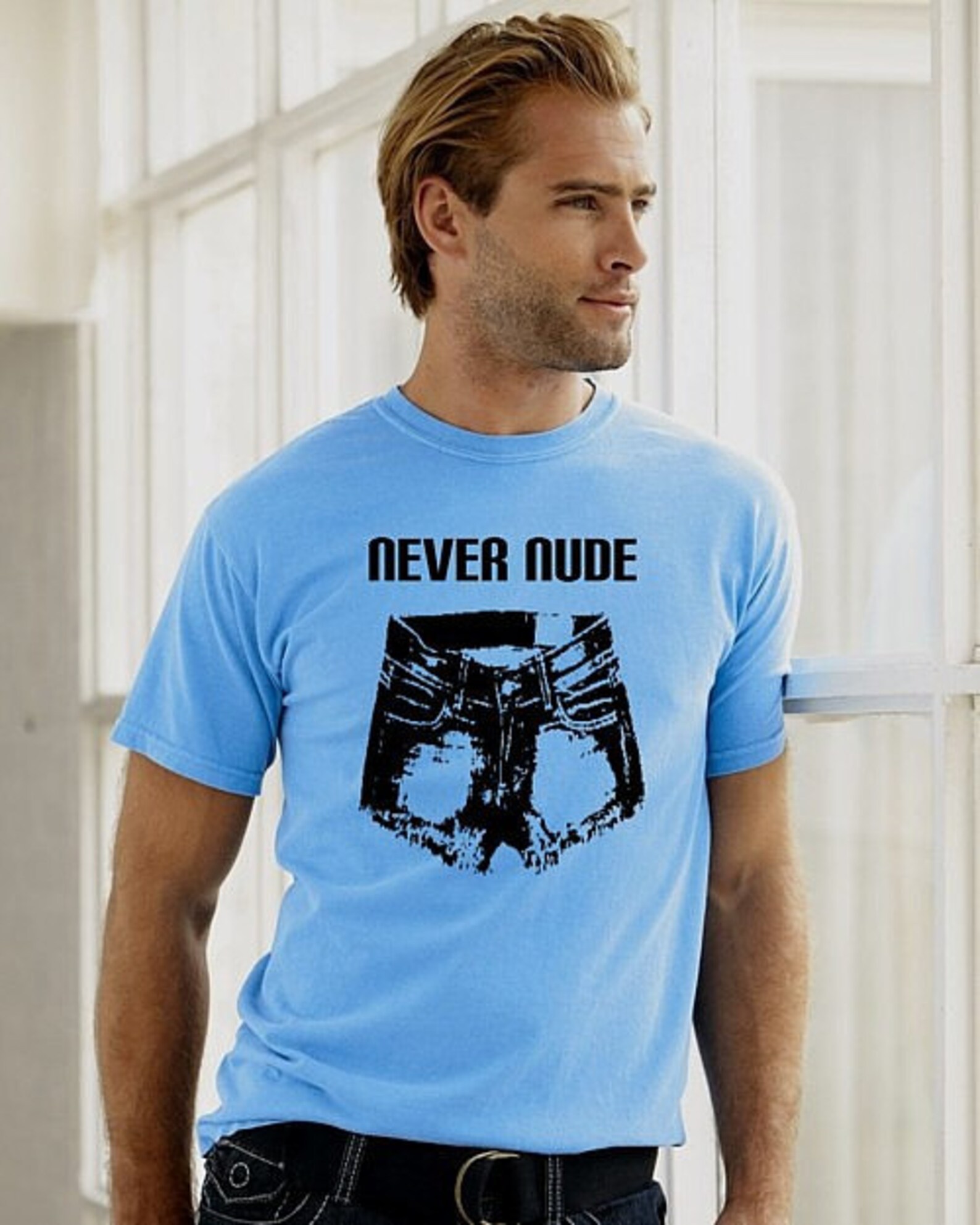Funny Shirt Arrested Development Mens Tshirt Light Blue Never Nude Fan ...