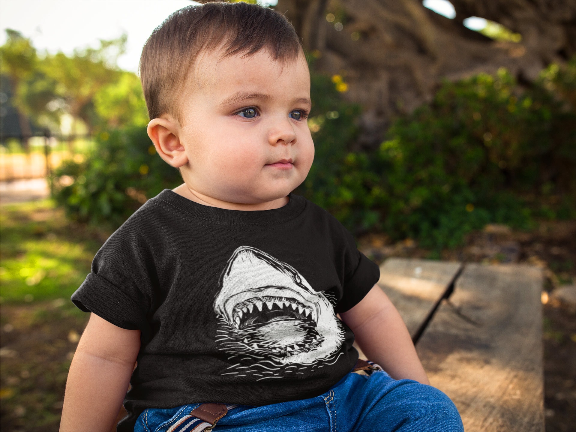 Great White Shark Shirt Boys Shark Tshirt Red Black Blue | Etsy