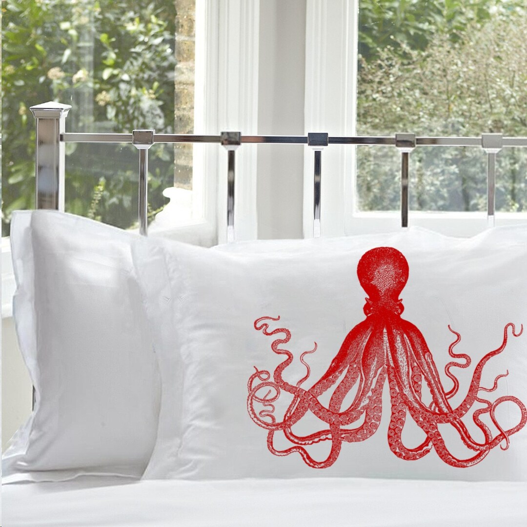 Deep Sea Tales Octopus Cotton Pillowcase Ocean Beach Decor Tentacles ...
