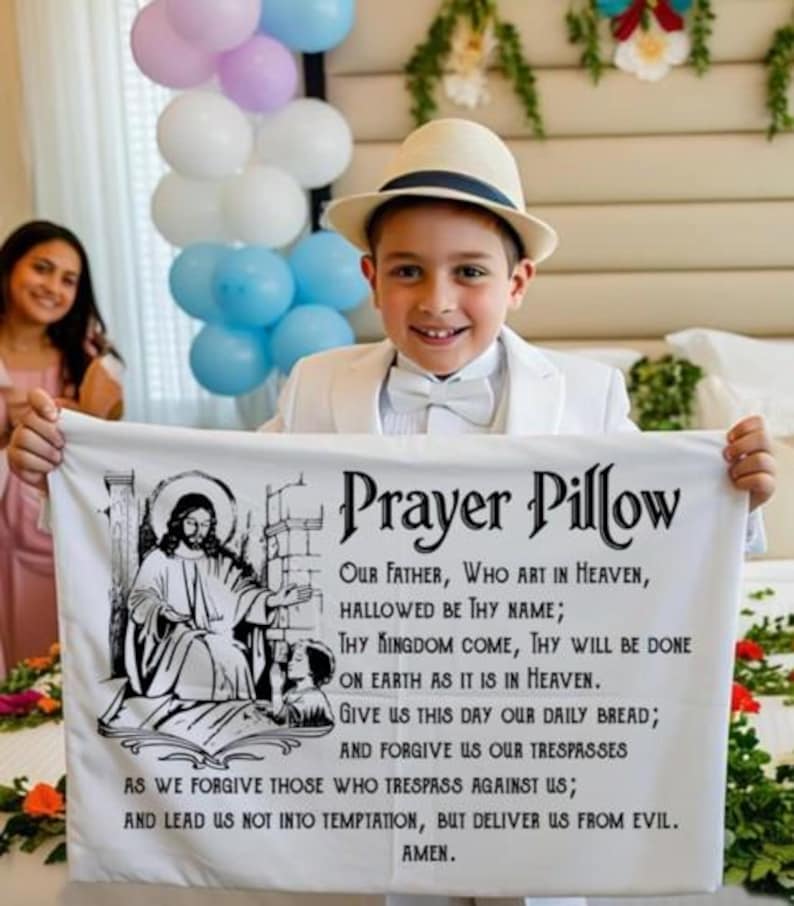 Prayer Pillow Case, Gift for 1st Communion, First Prayer Pillow, Jesus ...