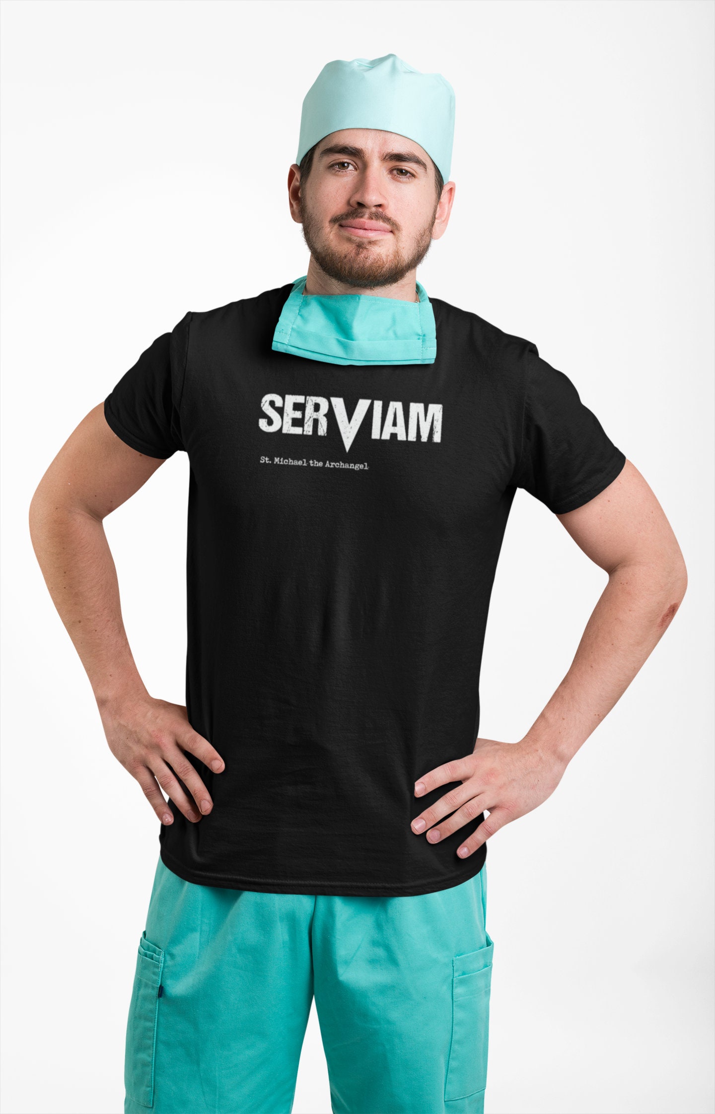 Serviam Catholic Mens Tee Shirt Saint Michael the Archangel, I Will ...