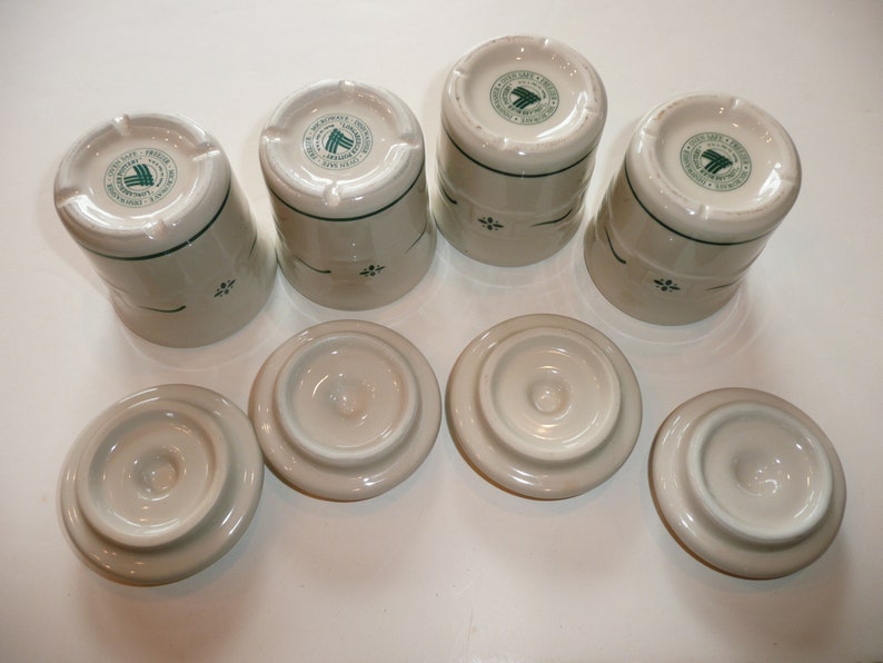 Vintage USA Made Longaberger Pottery Set 4 Condiment Jars W Lids Woven ...