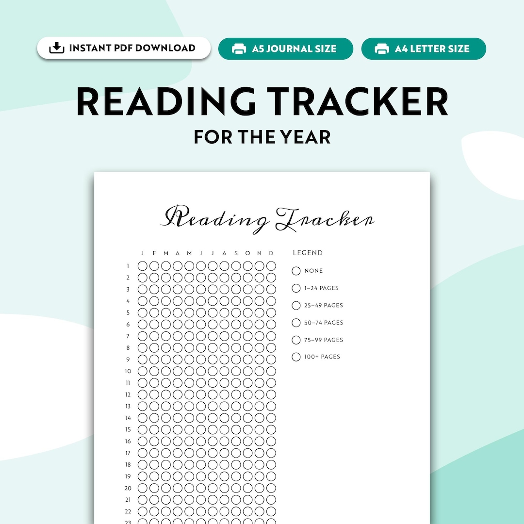 READING Tracker Yearly PRINTABLE Journal Page Reading Tracker Reading Log Printable Planner Page ...