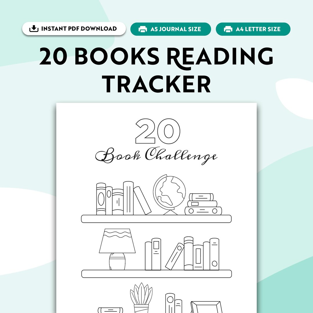 20 Book Reading Tracker PRINTABLE Reading Tracker Bullet Journal Page ...