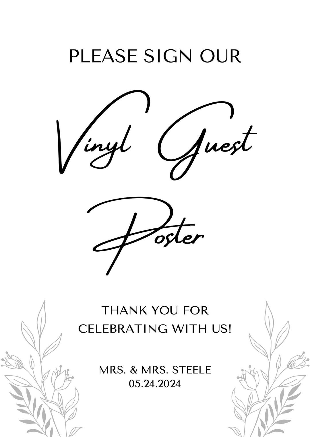 Customizable Digital Wedding Sign for Guest Signing 5"x7" - Etsy