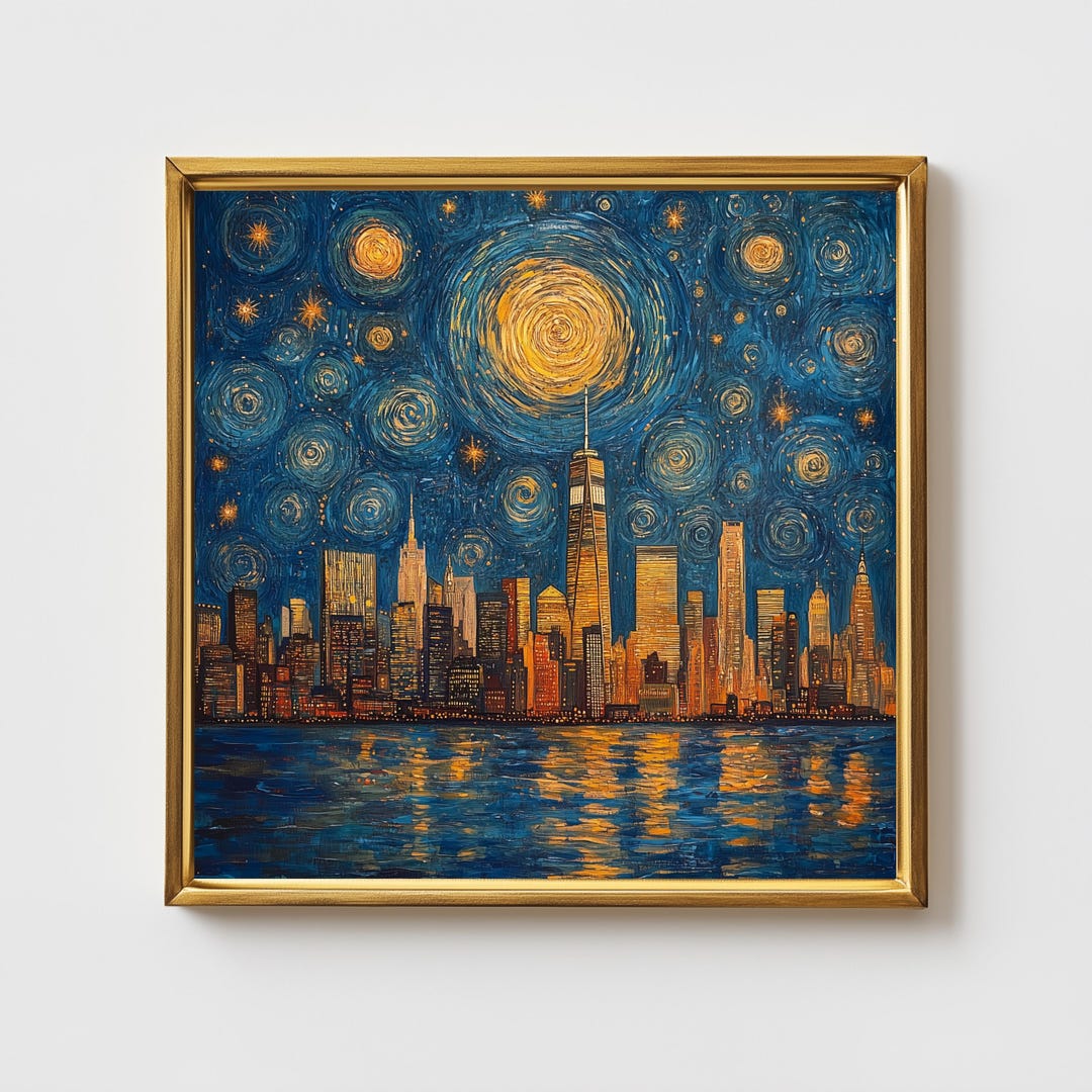 New York Skyline Gustav Klimt Style. Manhattan Naive Symbolism Eclectic ...