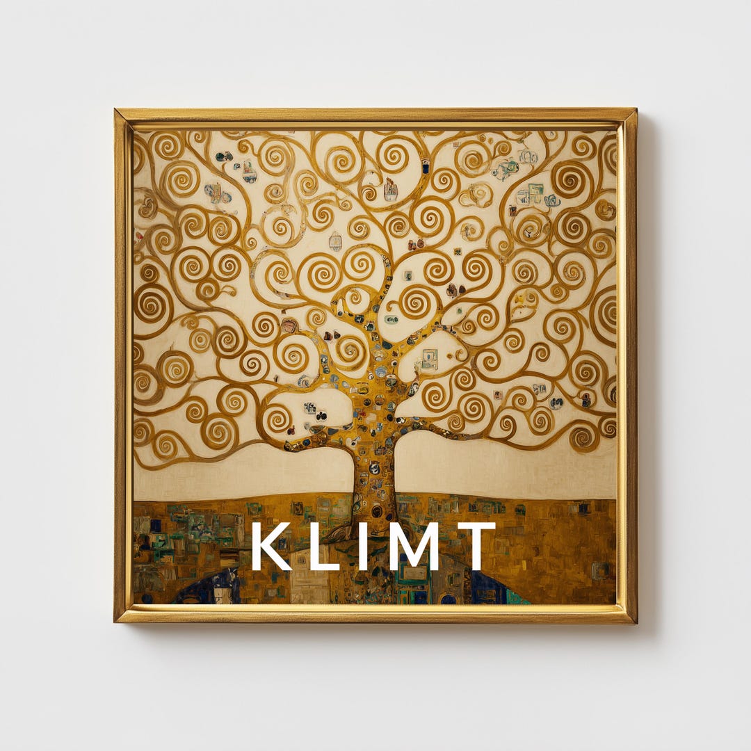 Gustav Klimt Golden Tree Painting. Naive Symbolism Eclectic Wall Art ...