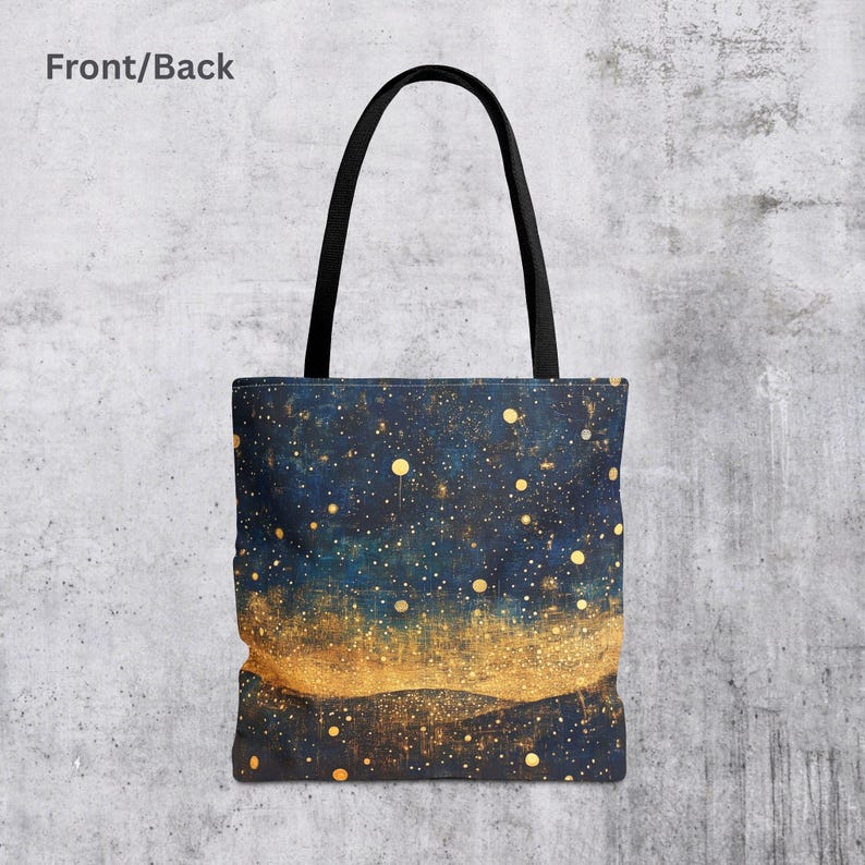 Gustav Klimt Stars Night Sky Abstract Tote Bag. Naive Naif Handbag ...