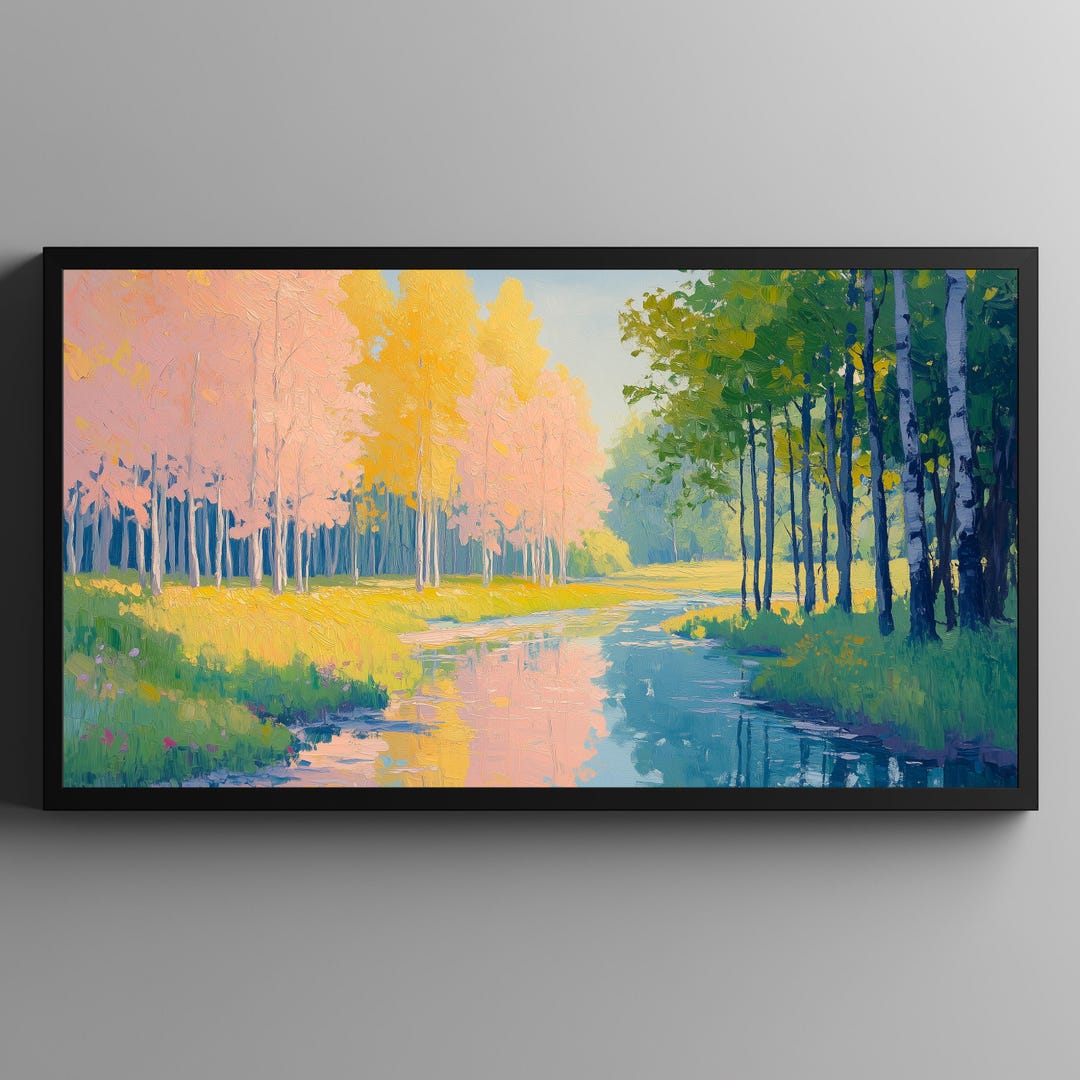 Expressionist Landscape Oil Painting. Wall Art Vintage Colorful Poster ...