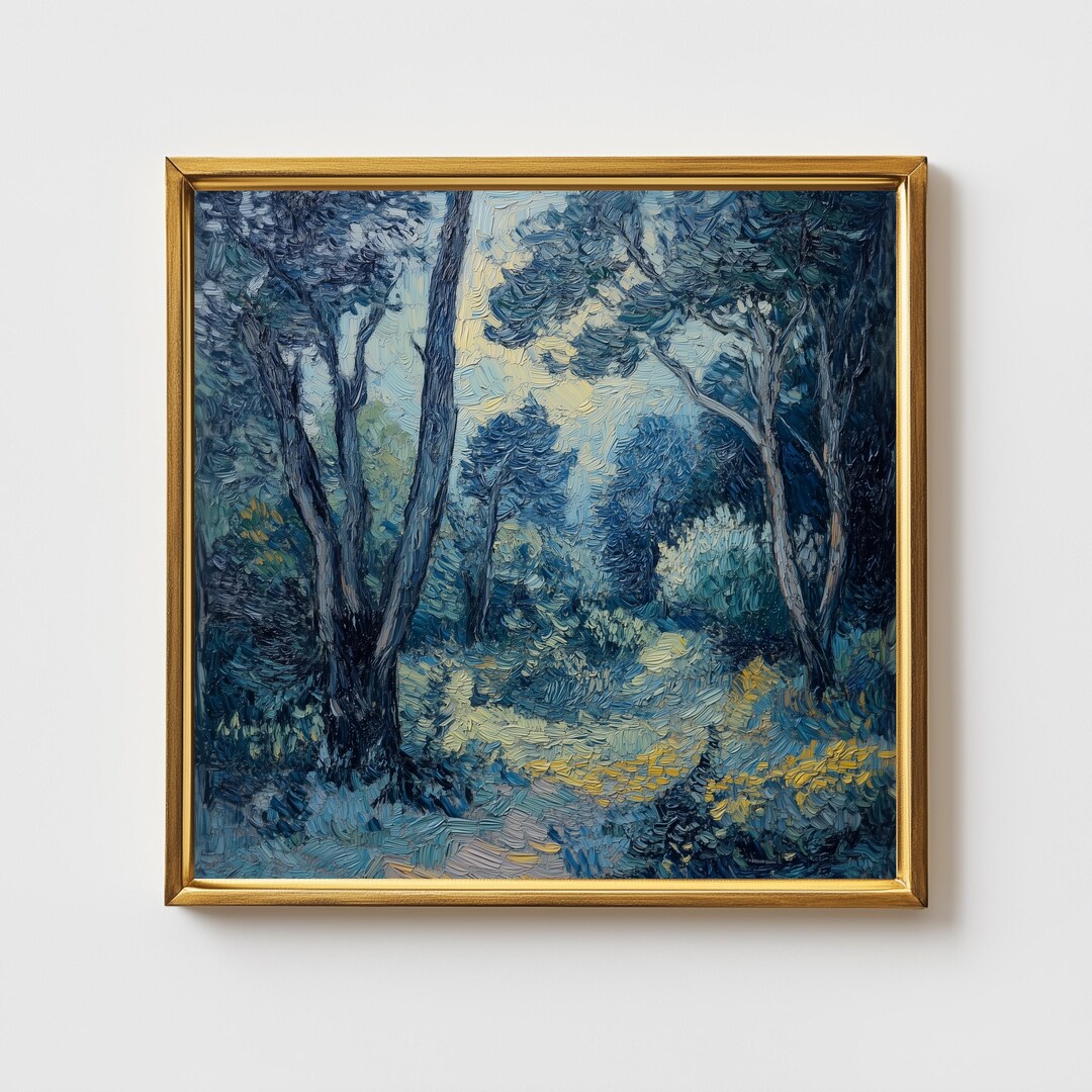 Vintage Forest Impressionist Oil Painting. Botanical Landscape Nature ...