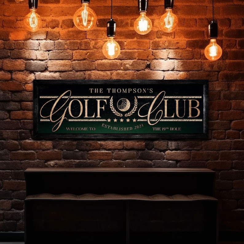 Custom Golf Club Canvas Art, Personalized 19th Hole Sign, Basement Wall ...